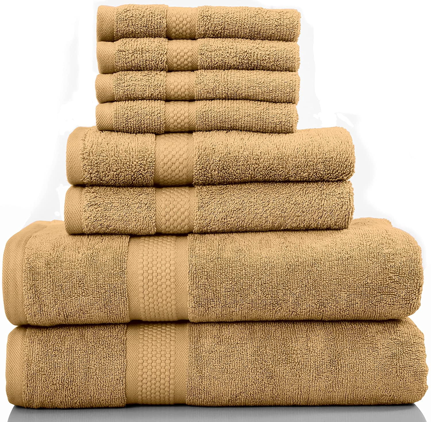 8-Piece Bath Towel Set, 100% Cotton & 600 GSM Bathroom Towels, 2 Bath ...