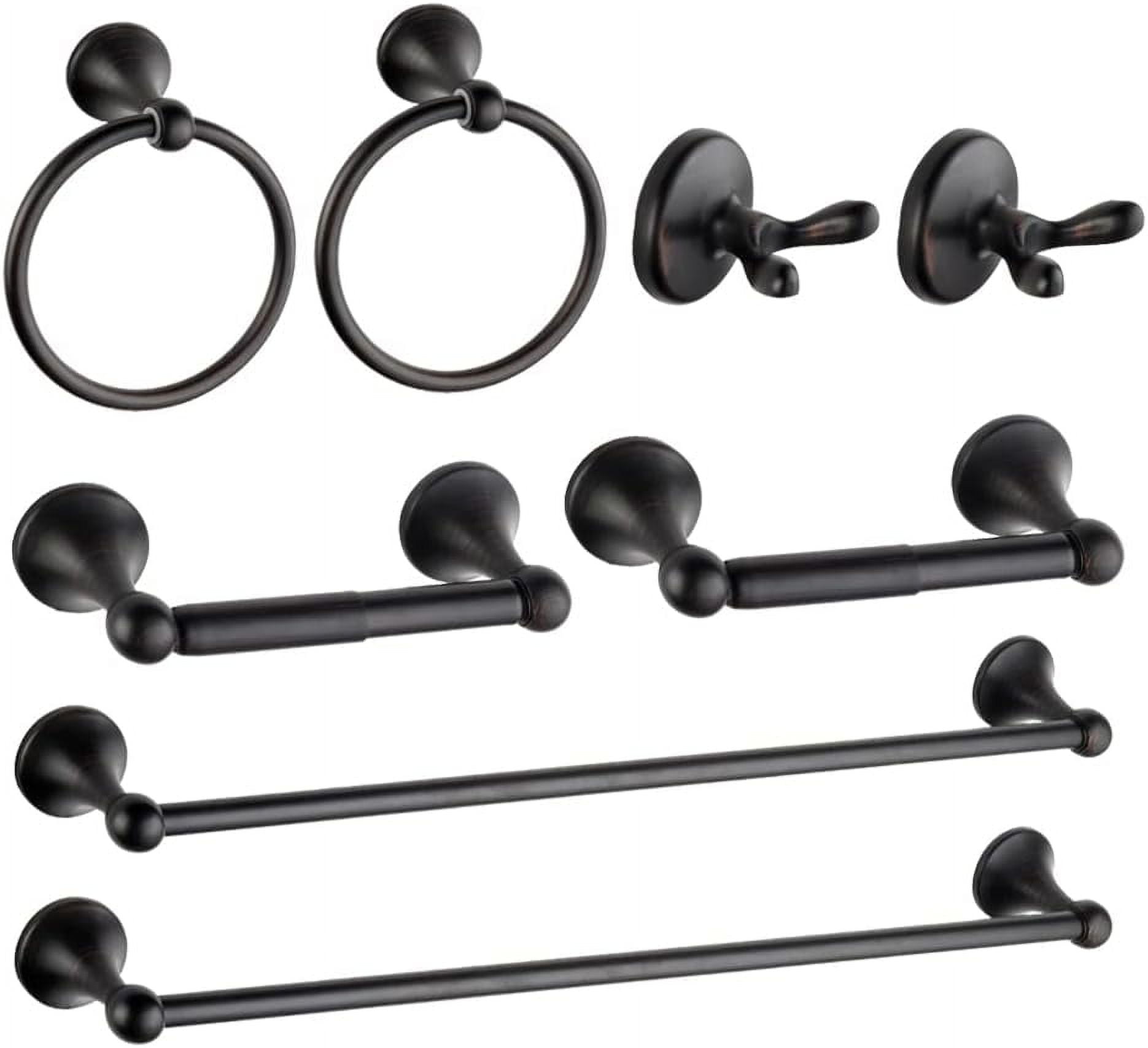 8 Piece Bathroom Accessory Set(Adjustable Towel Bar, Towel Ring, Toilet ...