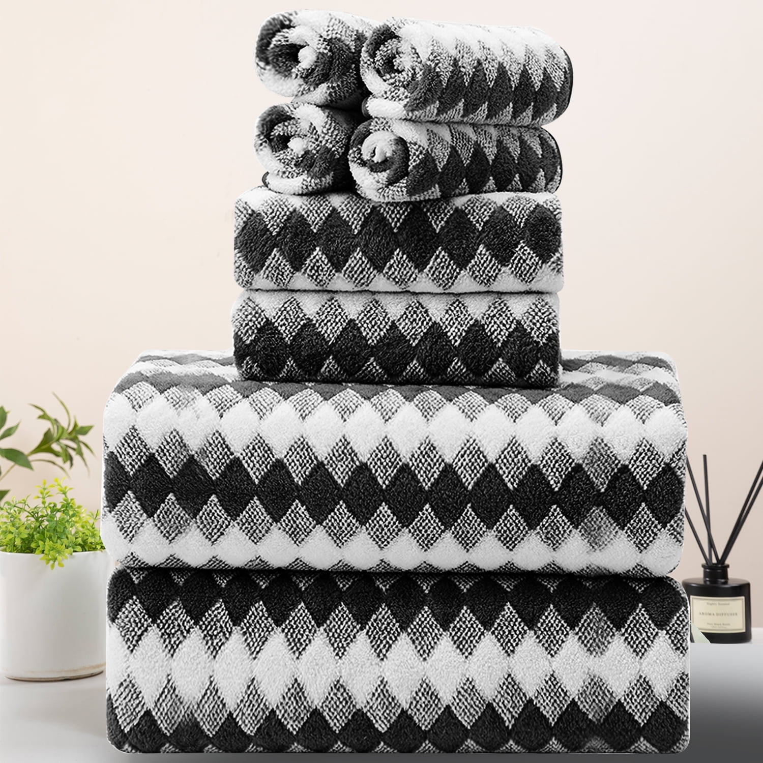 Anray Home Luxurious Bath Towel Set 8 Piece - 600 GSM 100% microfiber ...