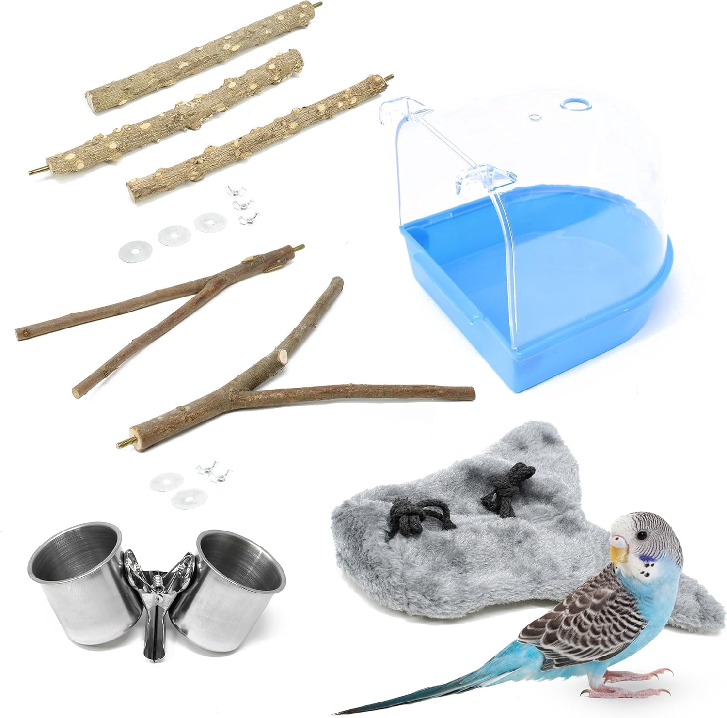 8 Piece Bird Cage Starter Kit Accessories - Birdcage Set Includes ...