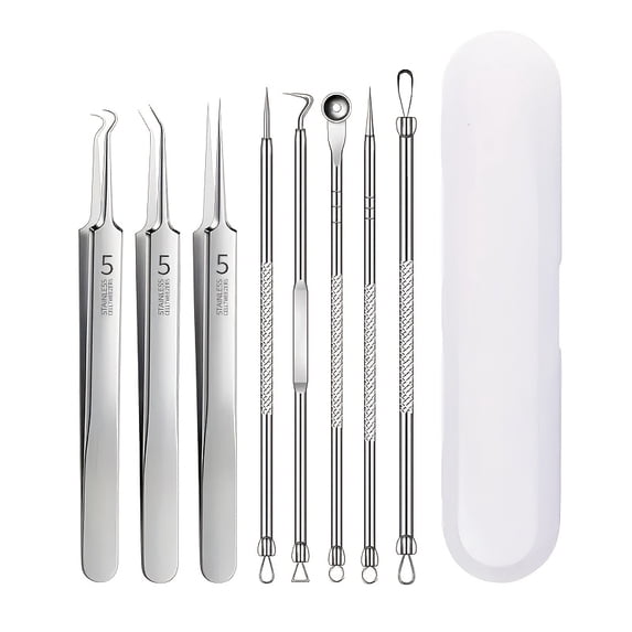 Professional Pimple Popper Stainless Steel 8-Piece Blackhead Remover ...