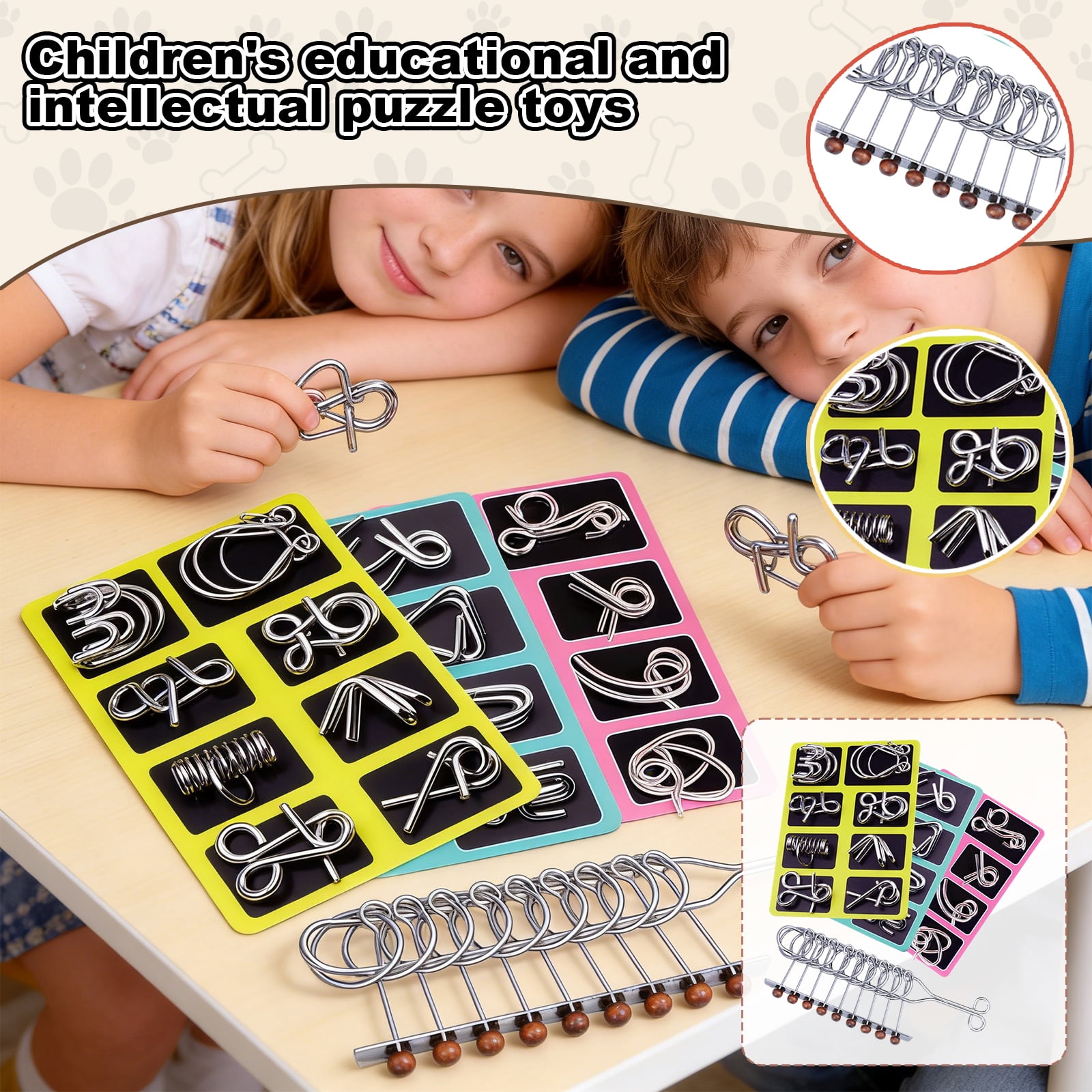 8-Piece Brain Teaser Puzzle Toy Set for Kids, Educational Logic Games ...