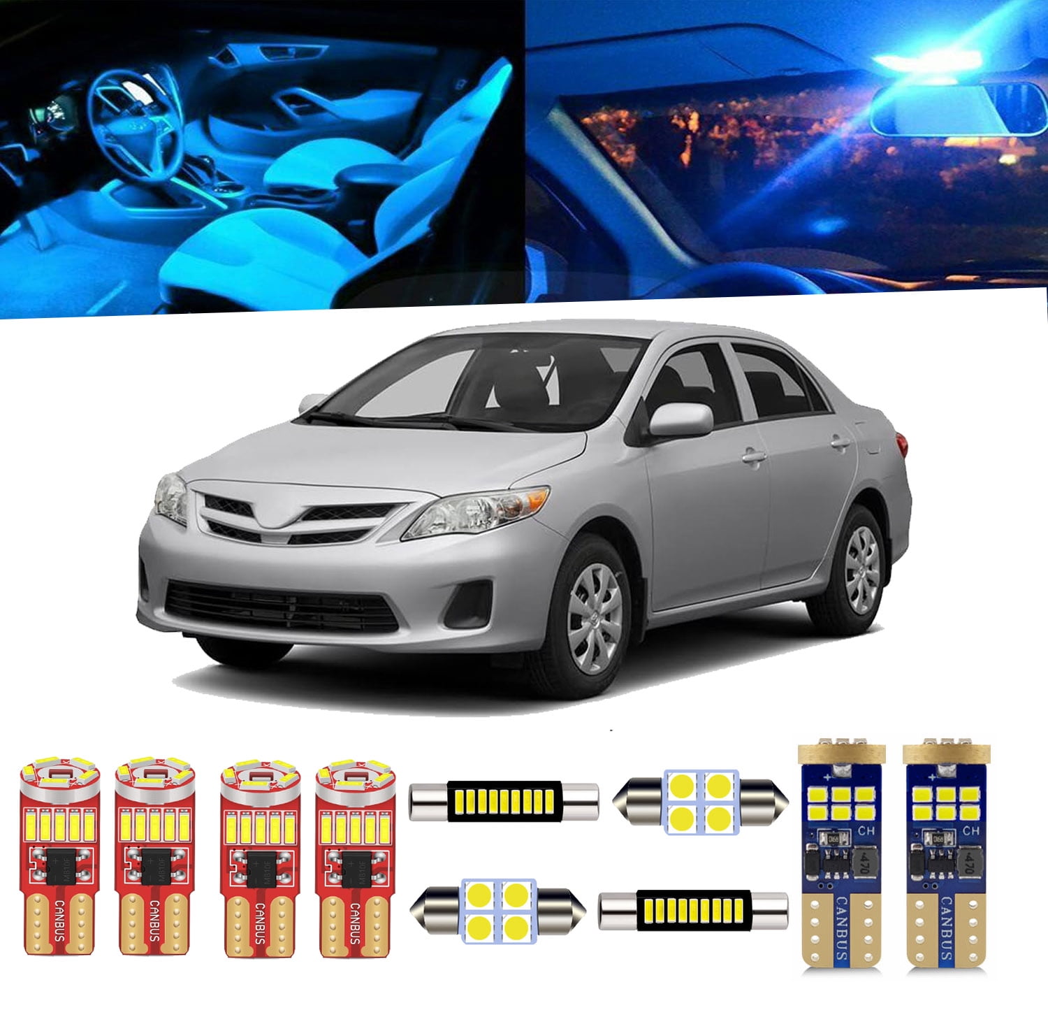 8 Piece Car Interior LED Lights Kit for Toyota Corolla 2003 2004 2005 2006 2007 2008 2009 2010 ...