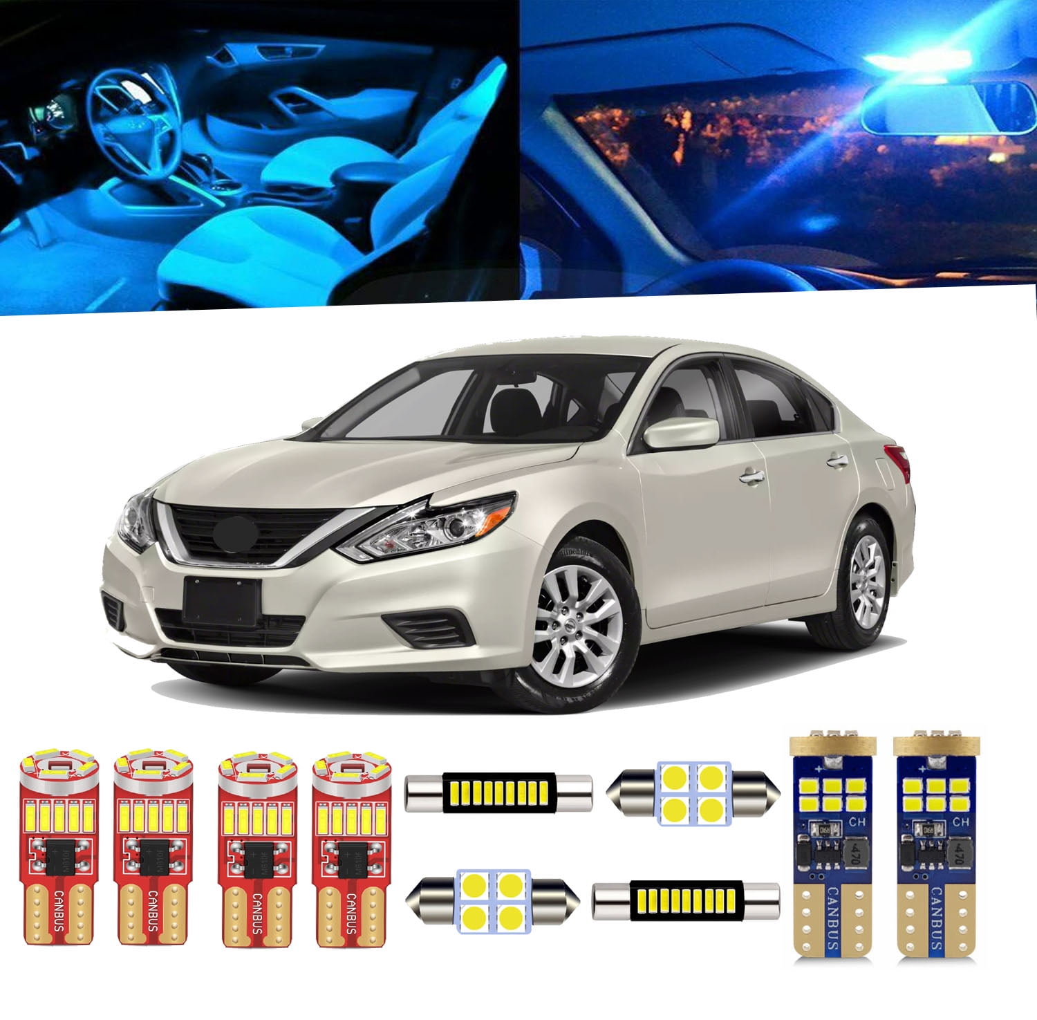8 Piece Car Interior LED Lights Kit for Nissan Altima L33 2016 2017 ...