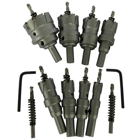 8 Piece Carbide Tipped Hole Cutter Set with 1" Depth of Cut, Sizes 5/8 ...