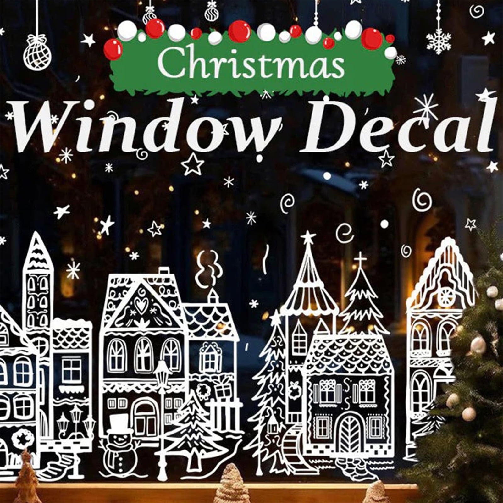 8-Piece Christmas Village Diy Window Stickers, Reusable Glass & Mirror ...