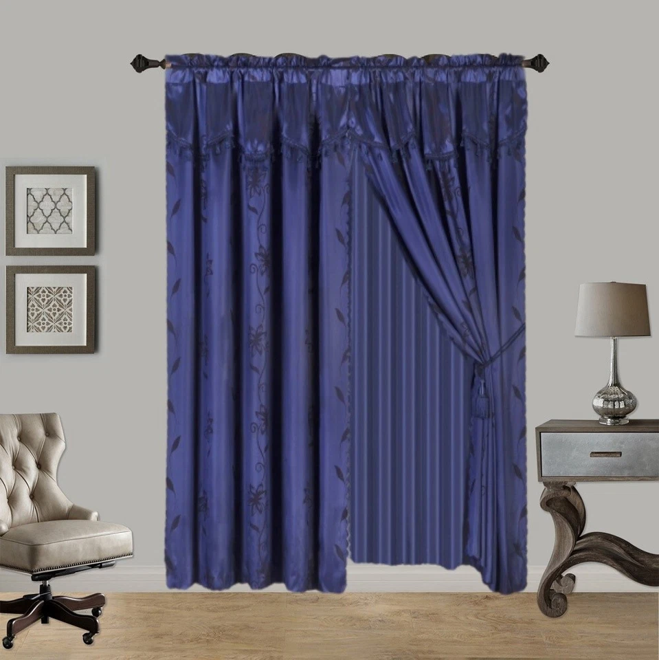 8 Piece Complete Curtain Set 120" W X 84" L With Matching Valances ...