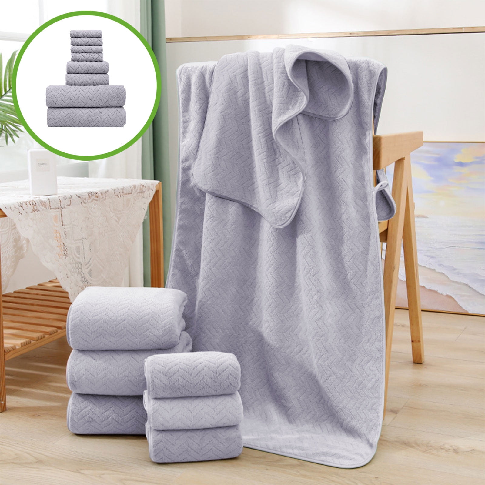 8-Piece Cotton Bath Towel Set - Super Soft & Absorbent, Includes 4 ...