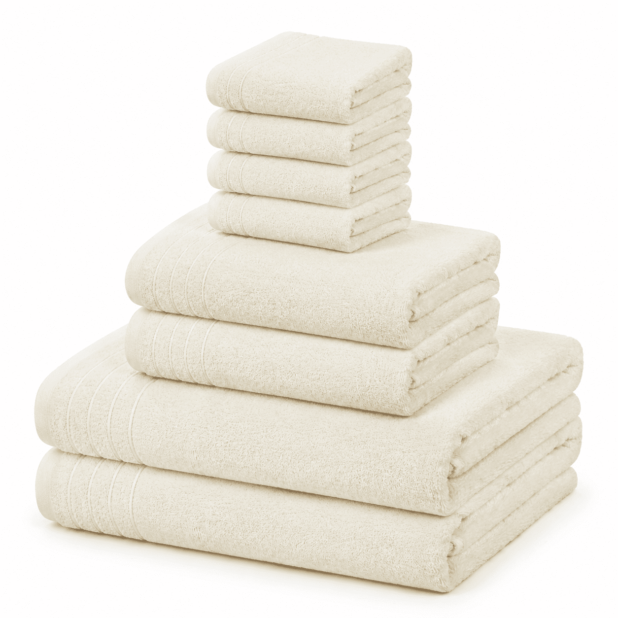 8 Piece Cream Cotton Towel Set, Includes 2 XL Bath, 2 Hand, 4 Washcloth ...