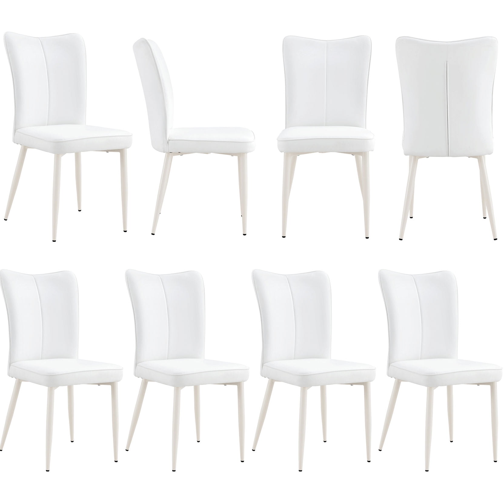 8-Piece Cream-Style White Chairs for Living Room | Unique Vertical Line ...