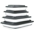 8-Piece Deep Glass Baking Dish Set with Plastic lids,Rectangular Glass ...