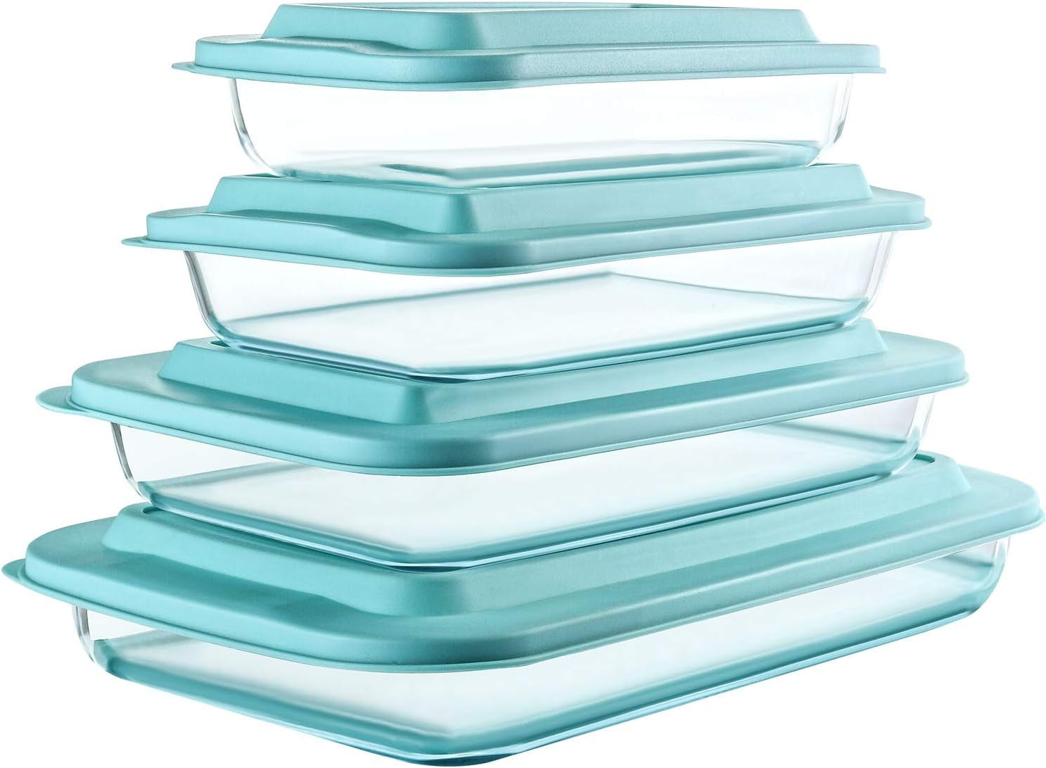 8-Piece Deep Glass Baking Dish Set with Plastic lids,Rectangular Glass ...