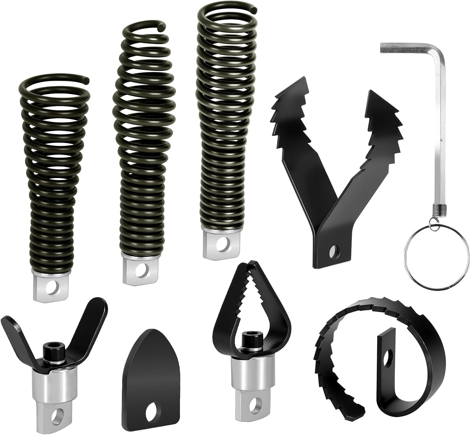 8-Piece Drain Snake Drill Attachment, Cutter and Auger Set, Compatible with 50FT-100FT Drain ...