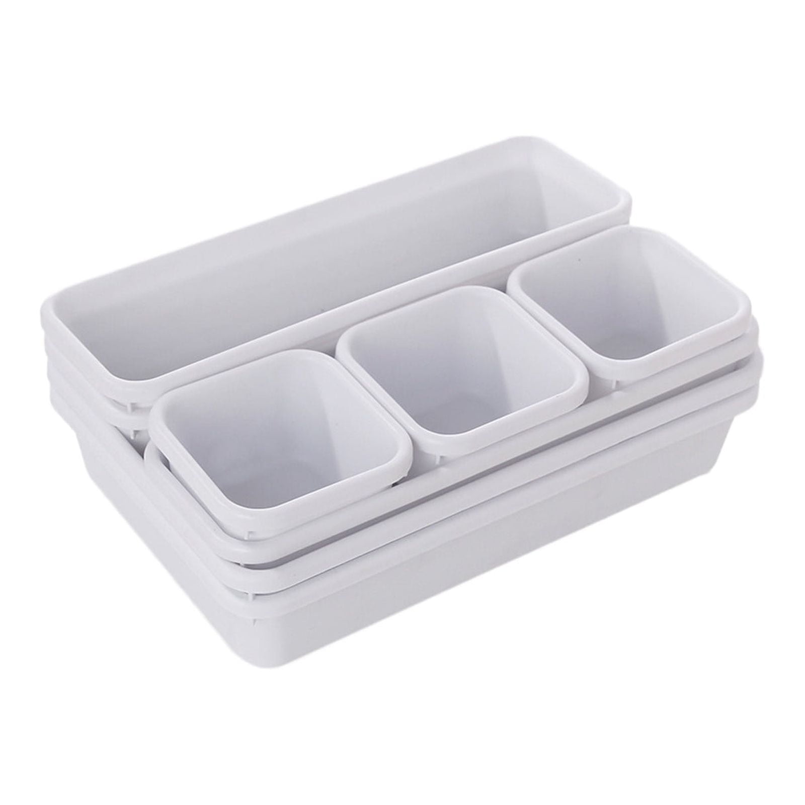 Plastic Drawer Organizer Bins, White | 3 Sizes, 8-Piece Set - Walmart.com