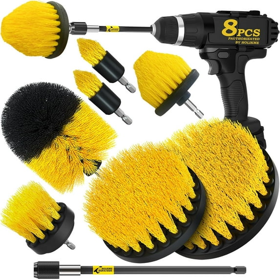8 Piece Drill Brush Attachments Set, Power Scrubber with Extend Long ...