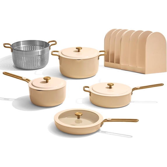 8-Piece Essentials Complete Cookware Set - Ceramic Fry Pan Trio ...