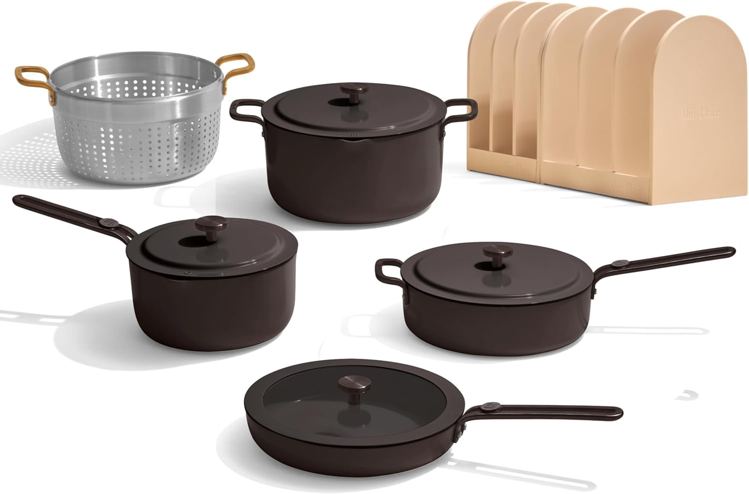 8-Piece Essentials Complete Cookware Set - Ceramic Fry Pan Trio ...