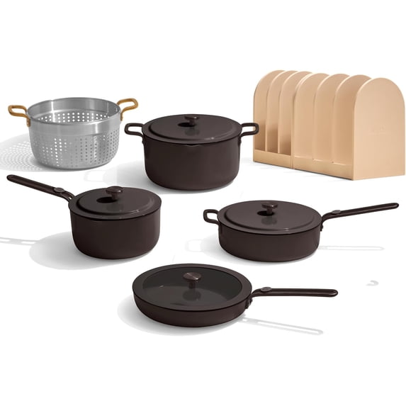 8-Piece Essentials Complete Cookware Set - Ceramic Fry Pan Trio ...