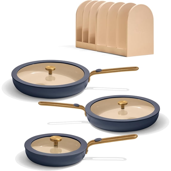 8-Piece Essentials Complete Cookware Set - Ceramic Fry Pan Trio ...