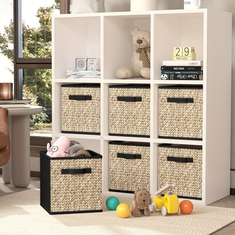 8-Piece Fabric Storage Cube with Handle, 12-Inch Collapsible Cube ...