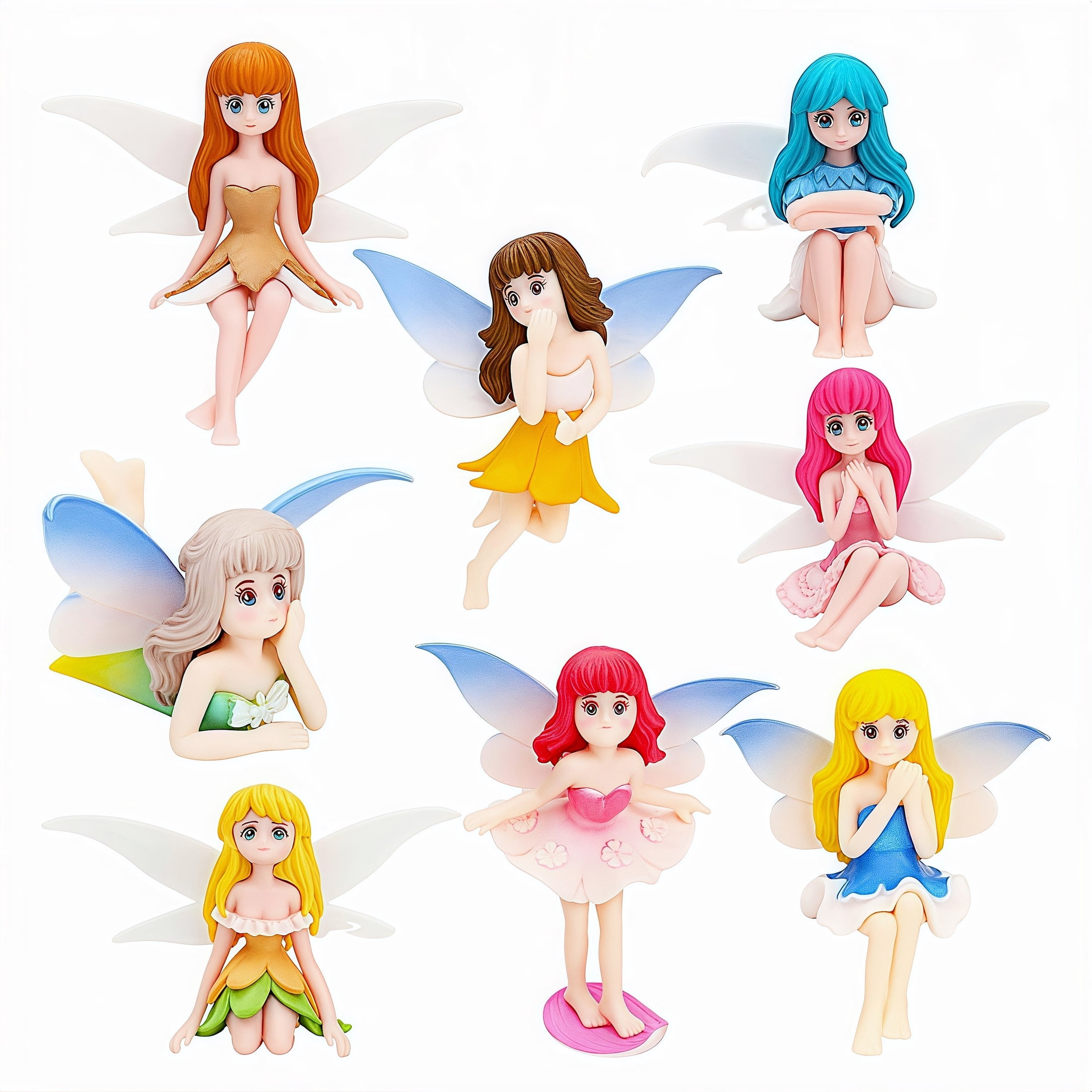 8-Piece Fairy Garden Miniature Decorative Statues Set, Flower Pot ...