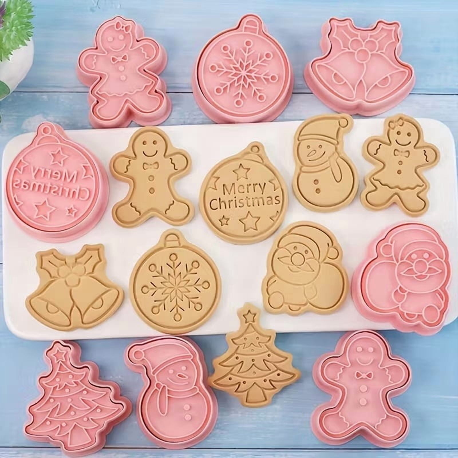 8-Piece Festive Christmas Cookie Biscuit Cutters Pastry Cutters Pattern ...