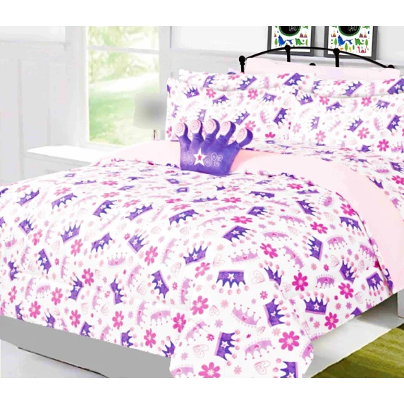 Gorgeous Home Linen Reversible Purple Princess Crown Full Comforter 8 ...