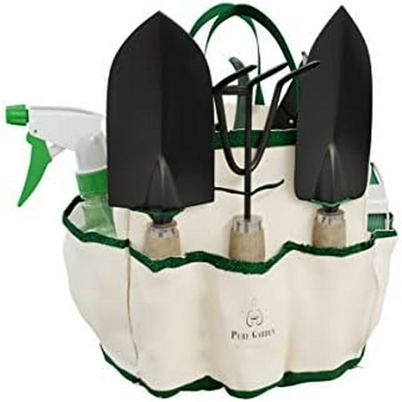 8-Piece Garden Hand Tool Set - Canvas Tote Gardening Tool Kit with Snip ...
