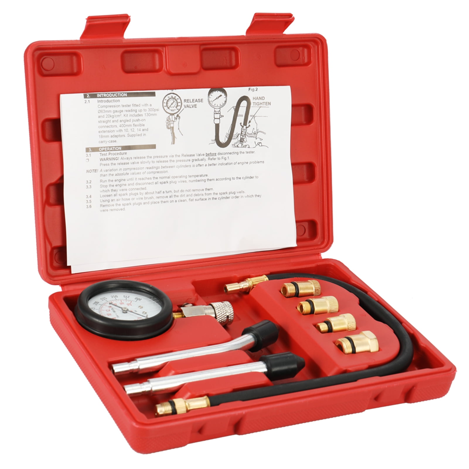 8-Piece Gasoline Engine Compression Tester Set, Cylinder Automotive ...