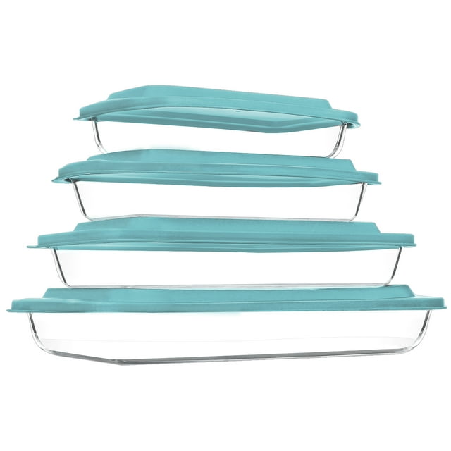 8-Piece Large to Small Glass Bakeware Set with BPA-Free Lids, Oven Safe ...