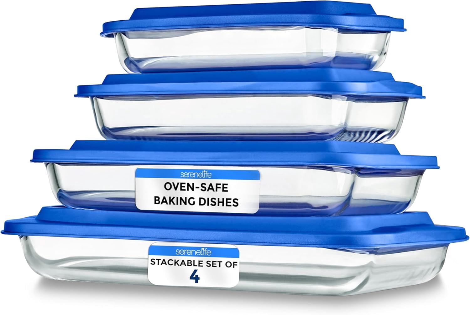 8-Piece Glass Baking Dish with Lids Set - (4 Heavy Duty Rectangular ...