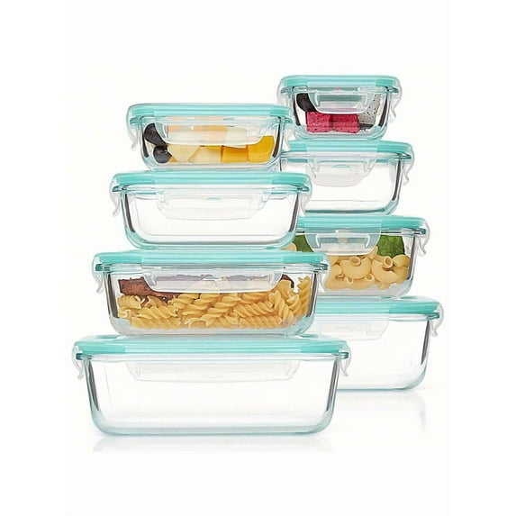8-Piece Glass Food Storage Containers with Airtight Snap-Lock Lids, 4 ...