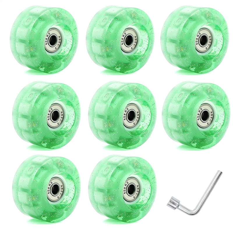 8 Piece Glitter Light Up Roller Skate Wheels Luminous Skate Wheels with ...