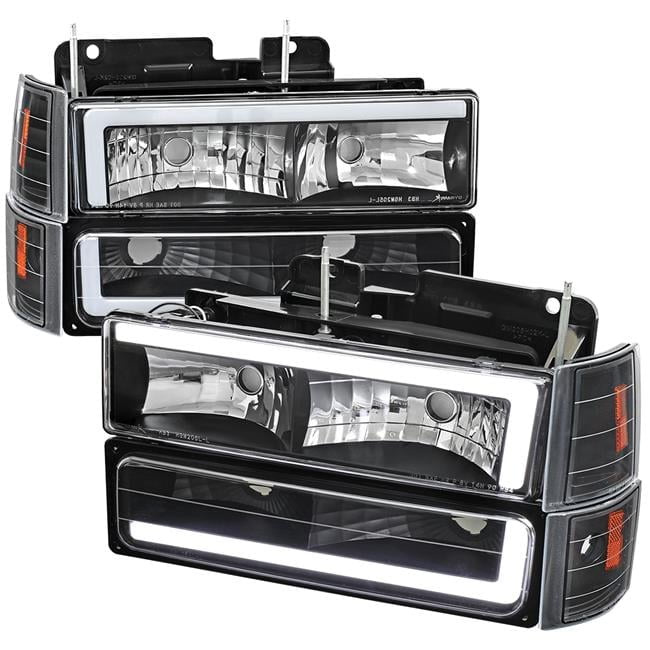 8 Piece Headlight Bumper & Corner Lights Combo Set with LED Bar Matte ...