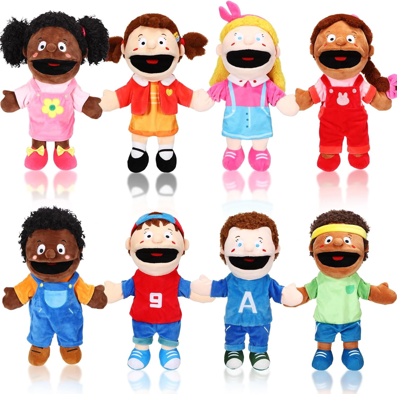 8 Piece Kids Hand Puppet Christmas Gifts Set, 12 Inch Multicultural ...