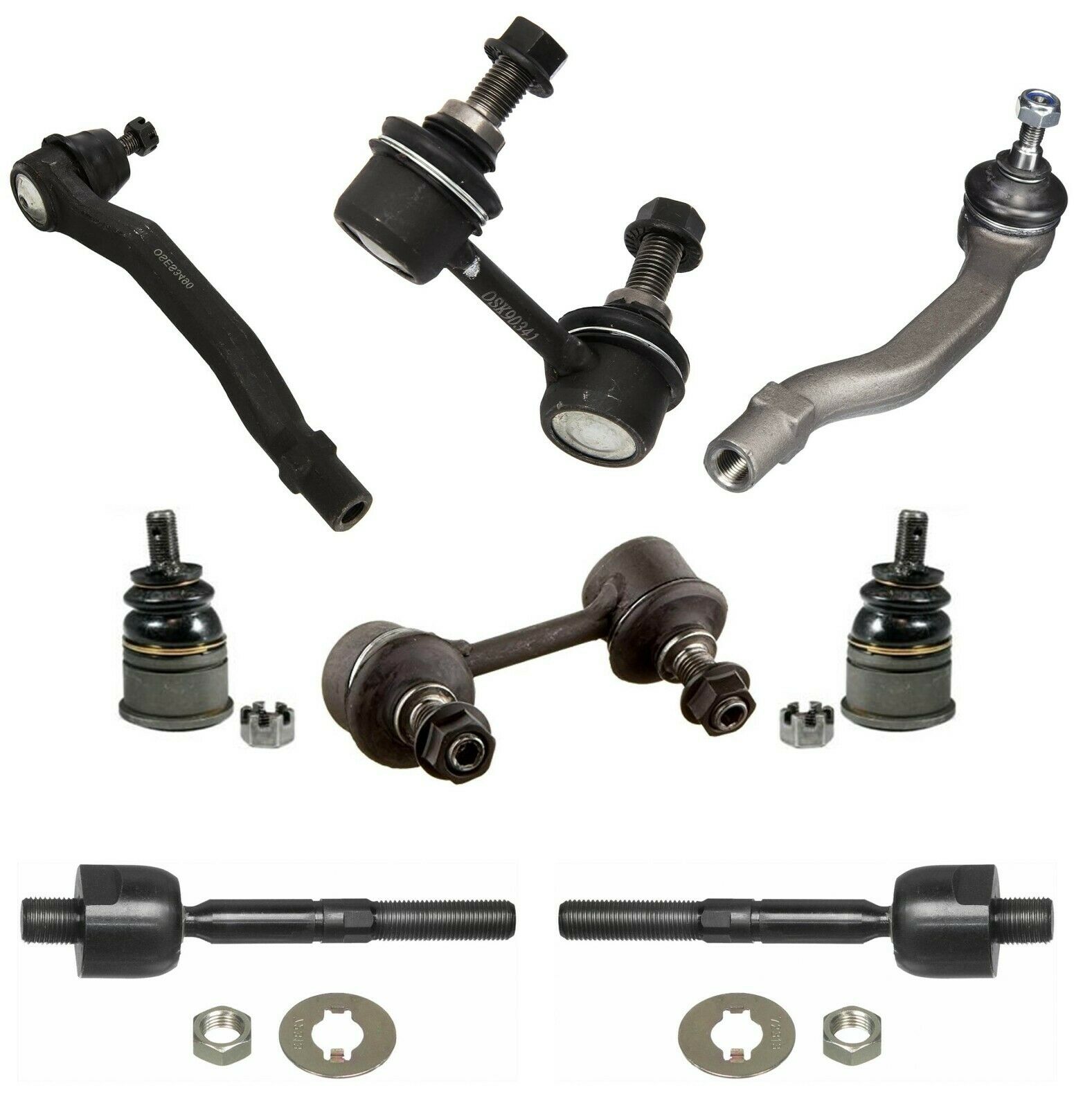 8 Piece Kit Inner & Outer Tie Rods, Ball Joints, and Sway Bar Links ...