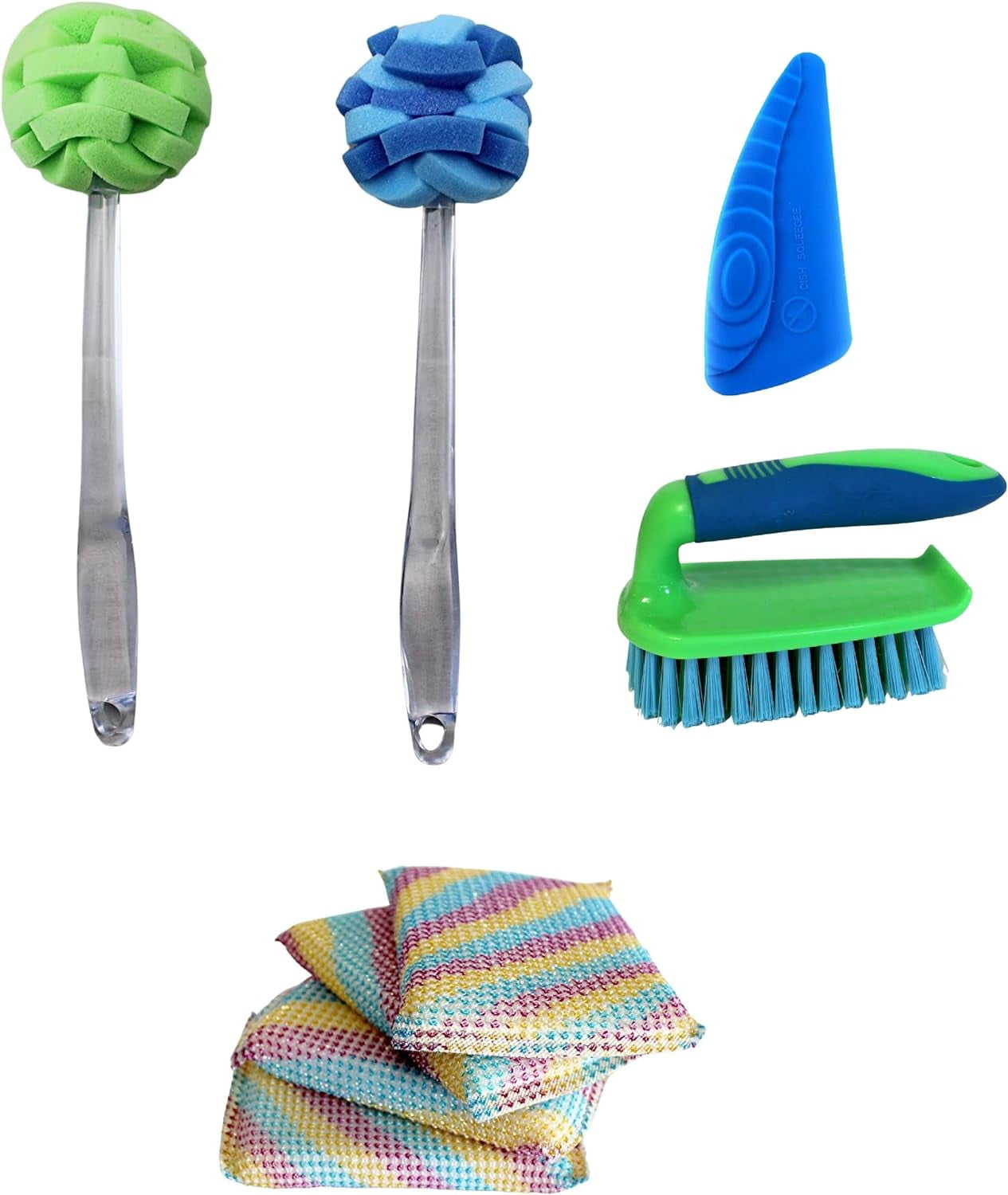 8-Piece Kitchen Cleaning Essentials Set - 2 Soft Touch Sponge Dish ...