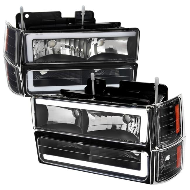 8 Piece LED Bar Headlight with Bumper Lights & Corner Lights Matte ...