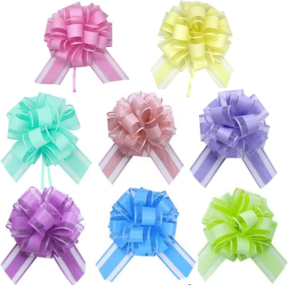 8 Piece Large Gift Bow,Multi Colour Drawstring Bow for Gift Wrap,6 inch ...