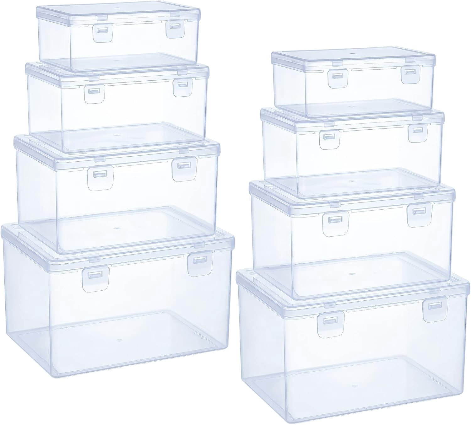 8-Piece Large Storage Container Set, Clear Plastic Organizer Boxes with ...