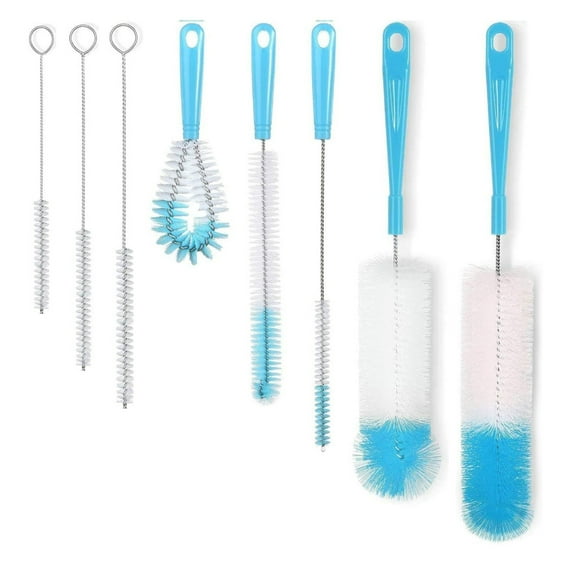 8 Piece Long Handle Cleaning Brush Set Multi Head Design For Bottles ...