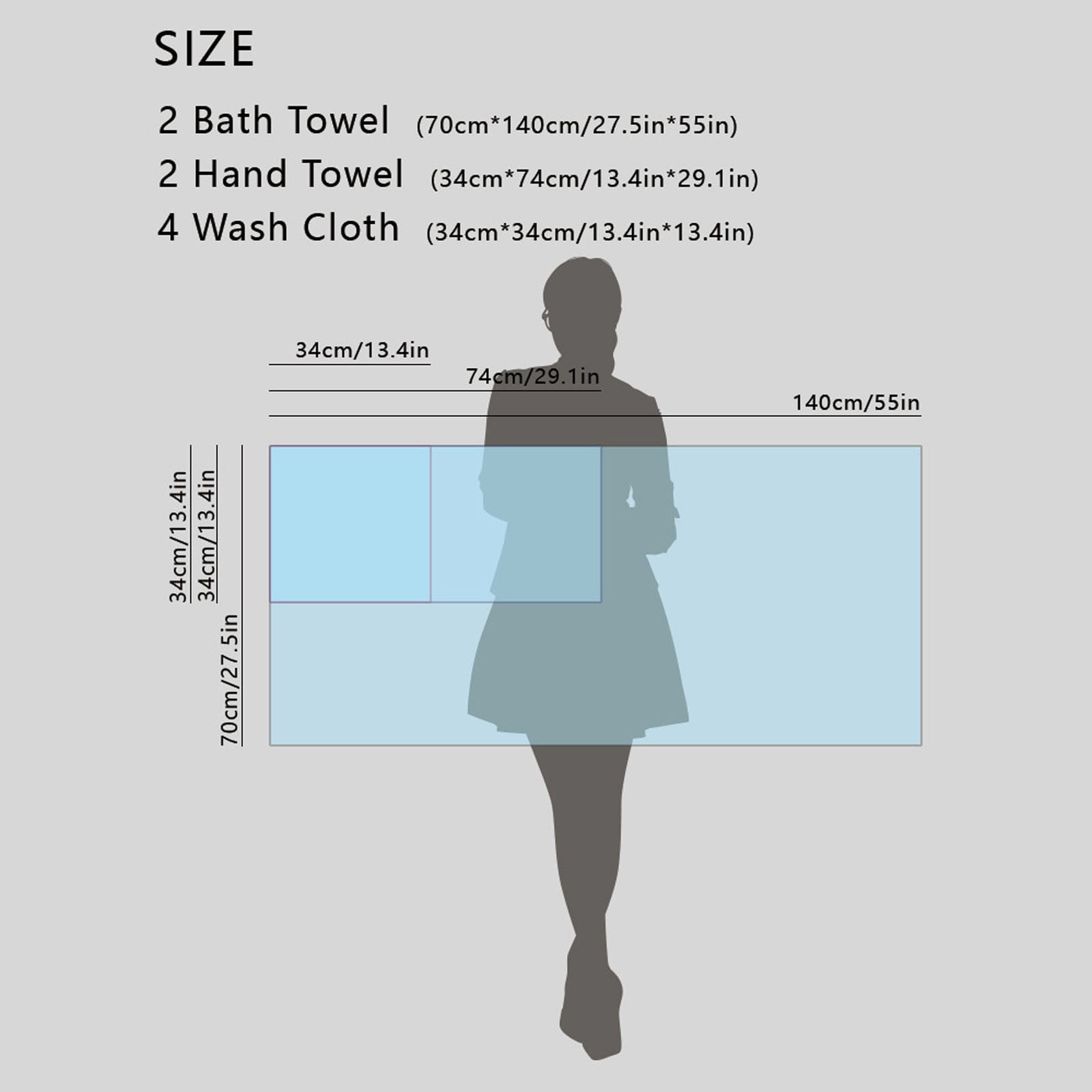 8-Piece Luxury Bath Towel Set | 2 Bath Towels, 2 Hand Towels, 4 ...