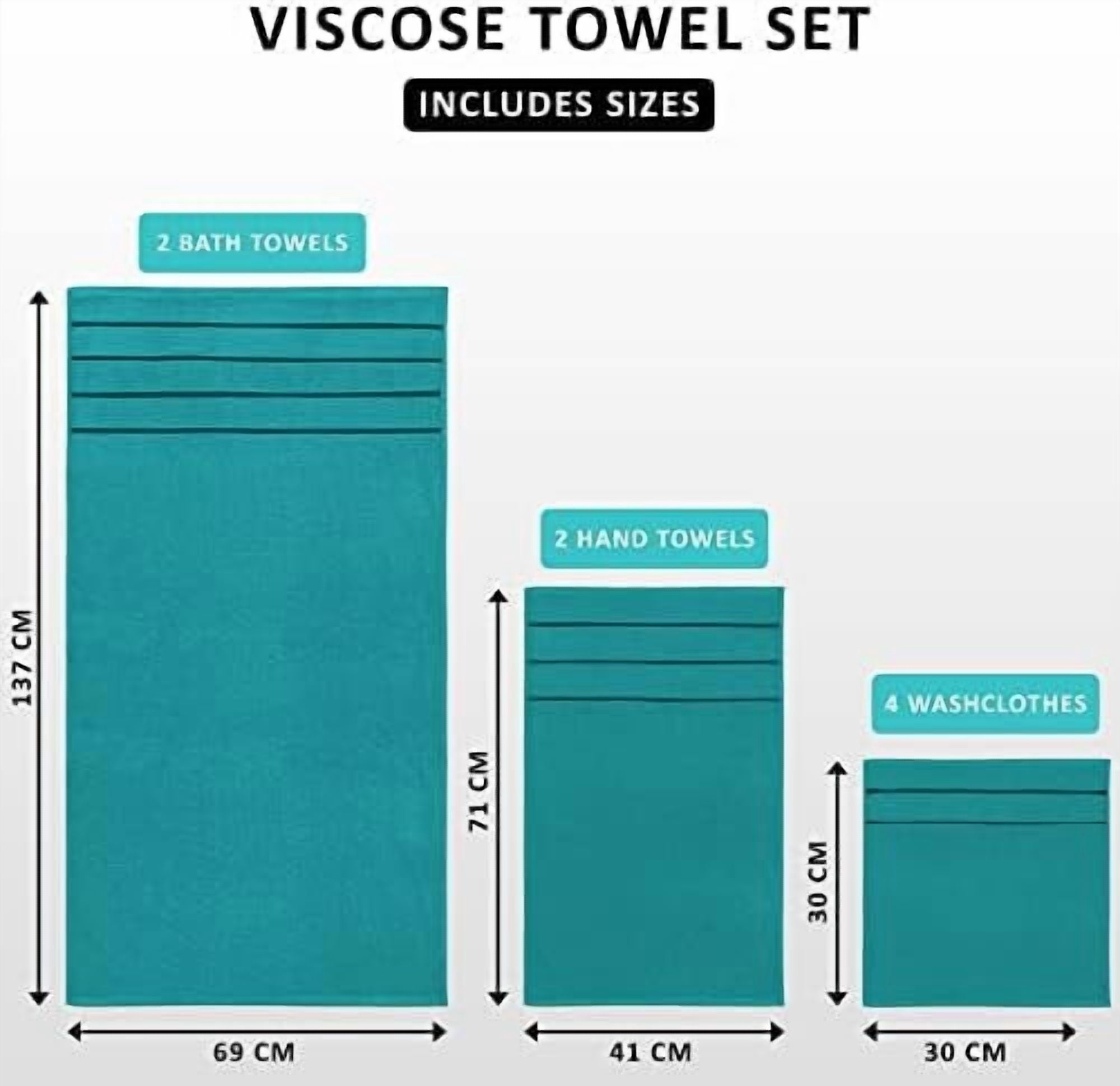 8 Piece Luxury Towel Set, 2 Bath, 2 Hand, and 4 Wash Cloths, 600 GSM ...