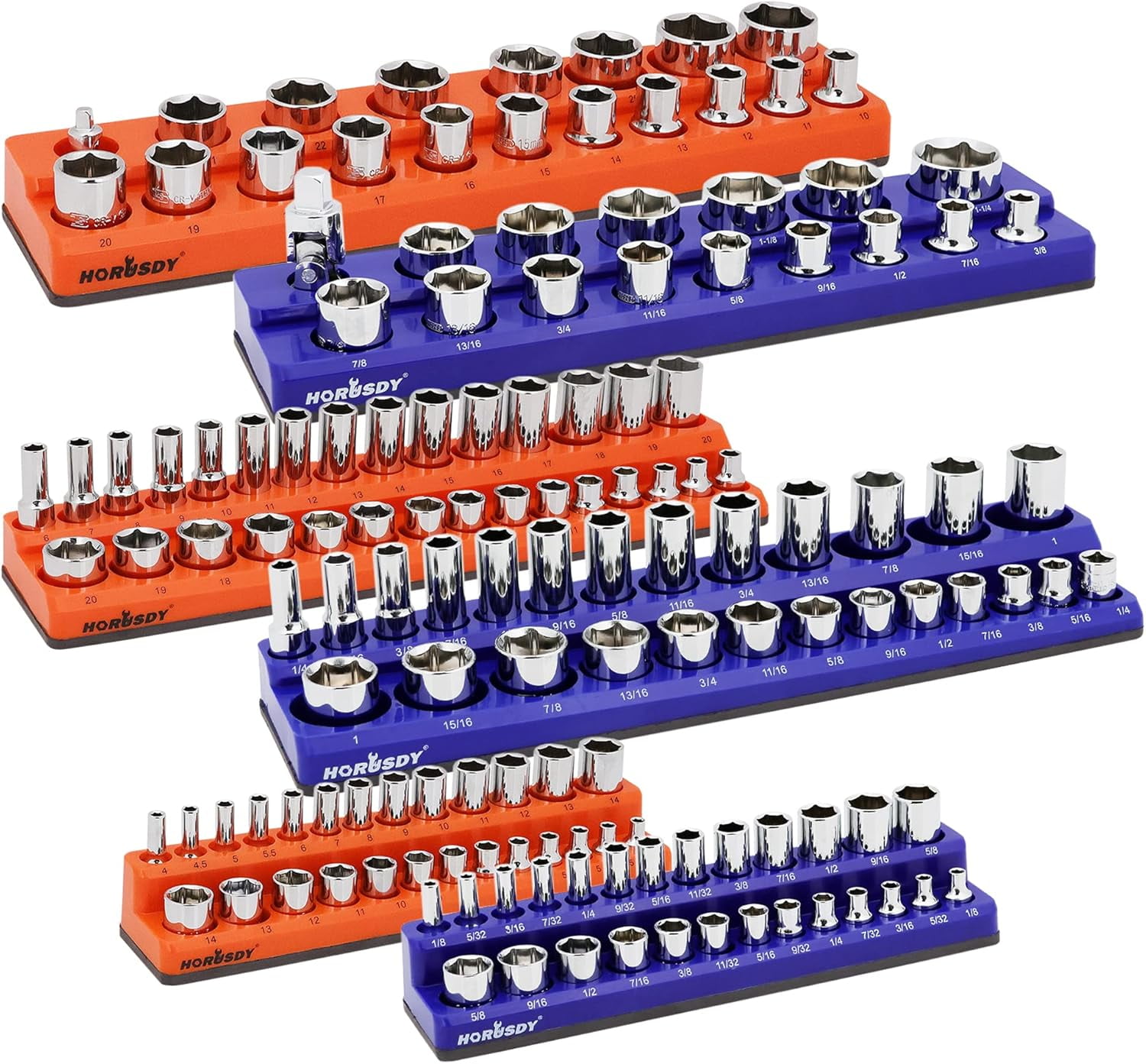 8-Piece Magnetic Socket Organizer Set, Magnetic Socket Holder, 1/4", 3/ ...