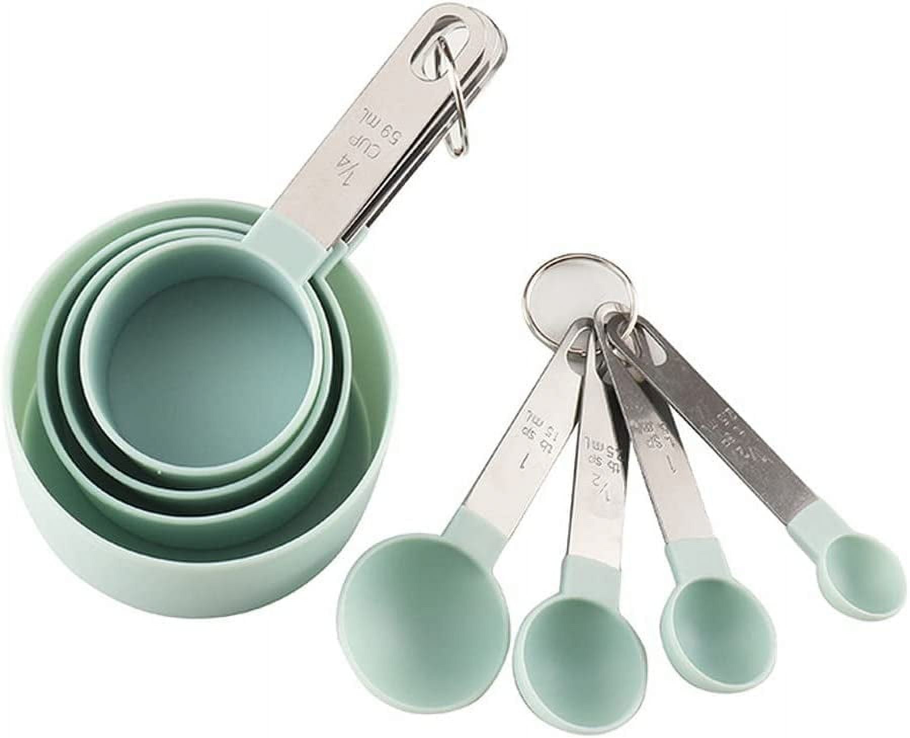 Chenzhuo 8-Piece Measuring Spoon and Cup Set, Green, Stainless Steel ...