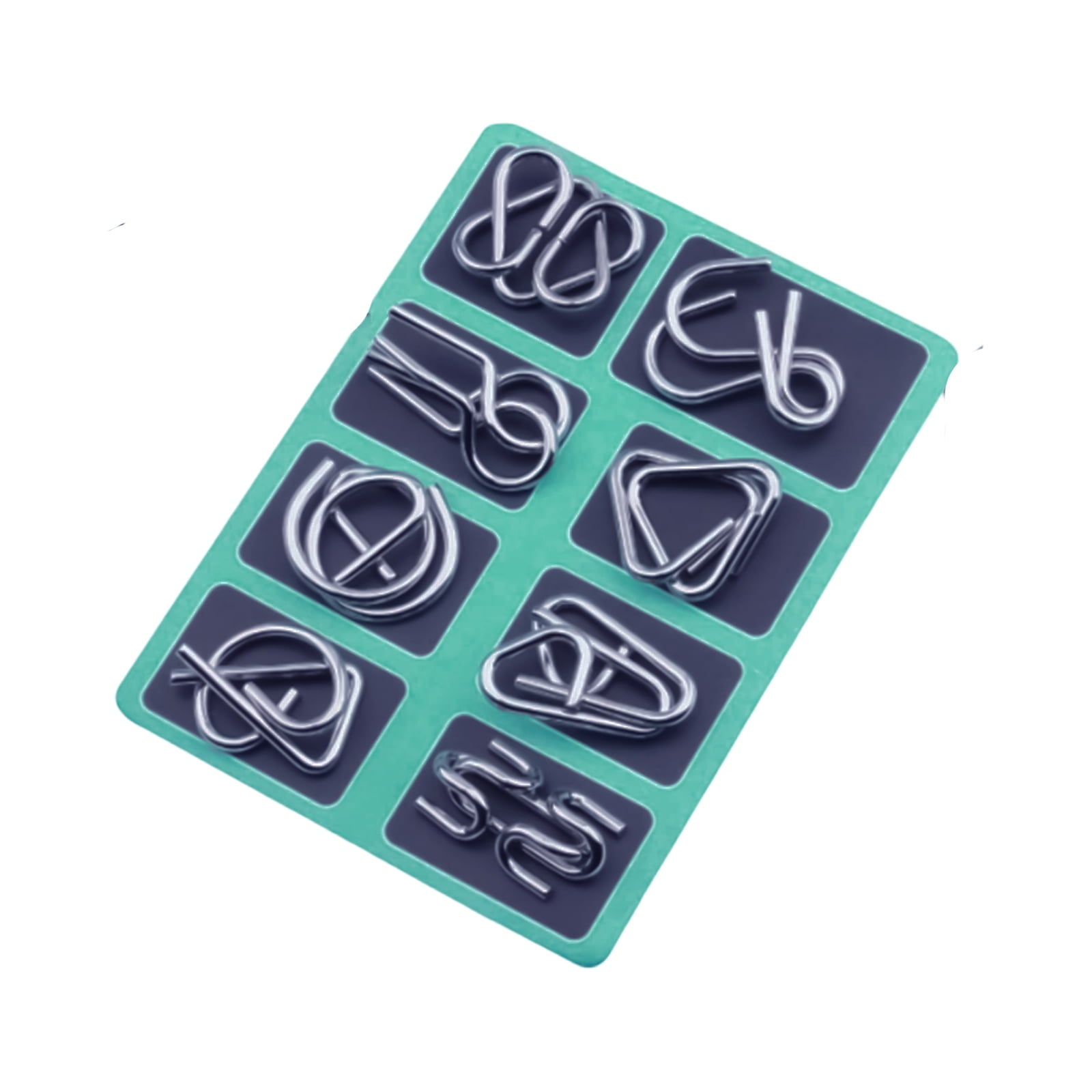 8-Piece Metal Brain Teaser Puzzle Set, interlocking Wire ...