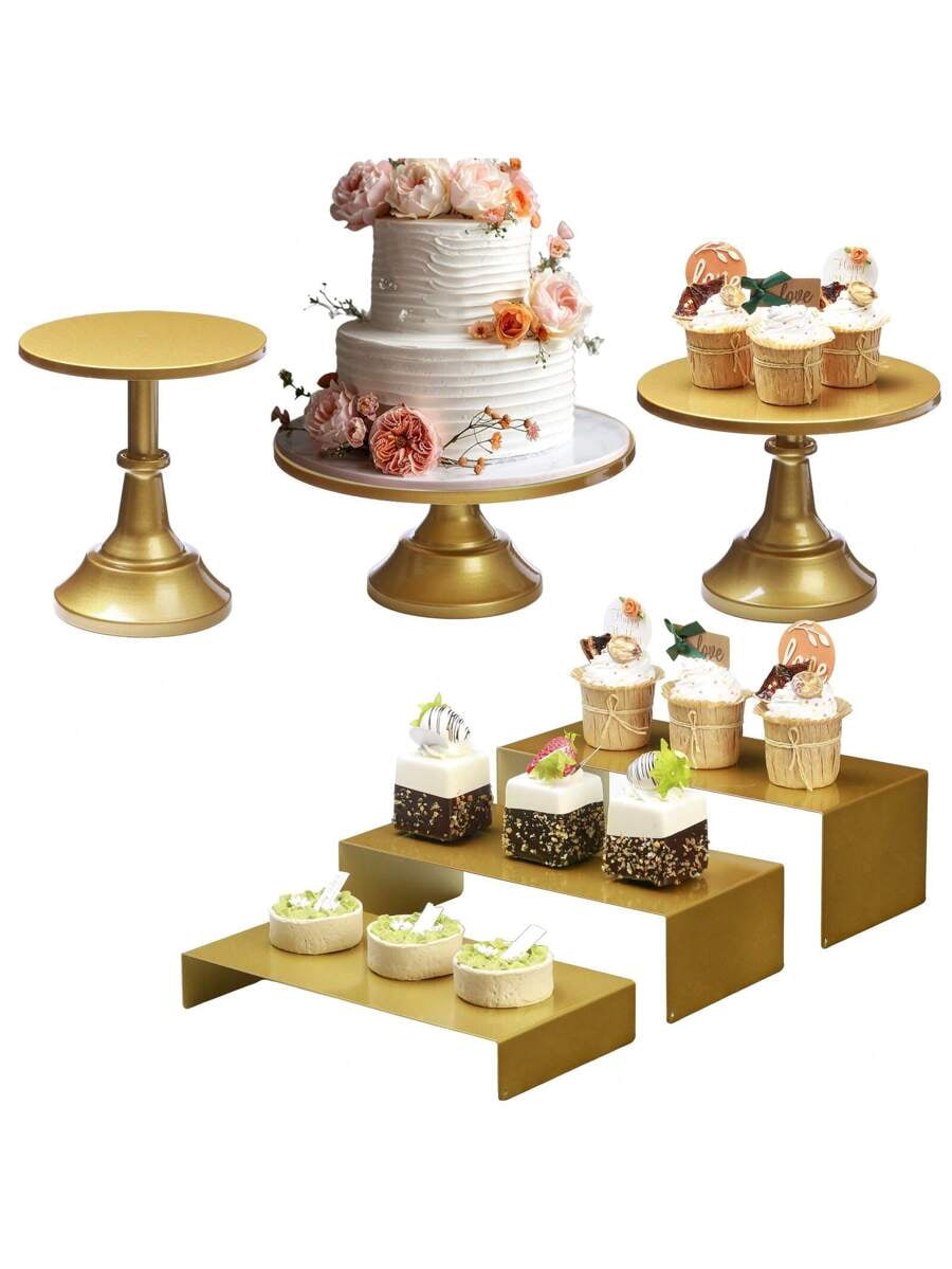 8-Piece Metal Cake Stands Set - 15" Round Cake Holder (50lb Capacity ...