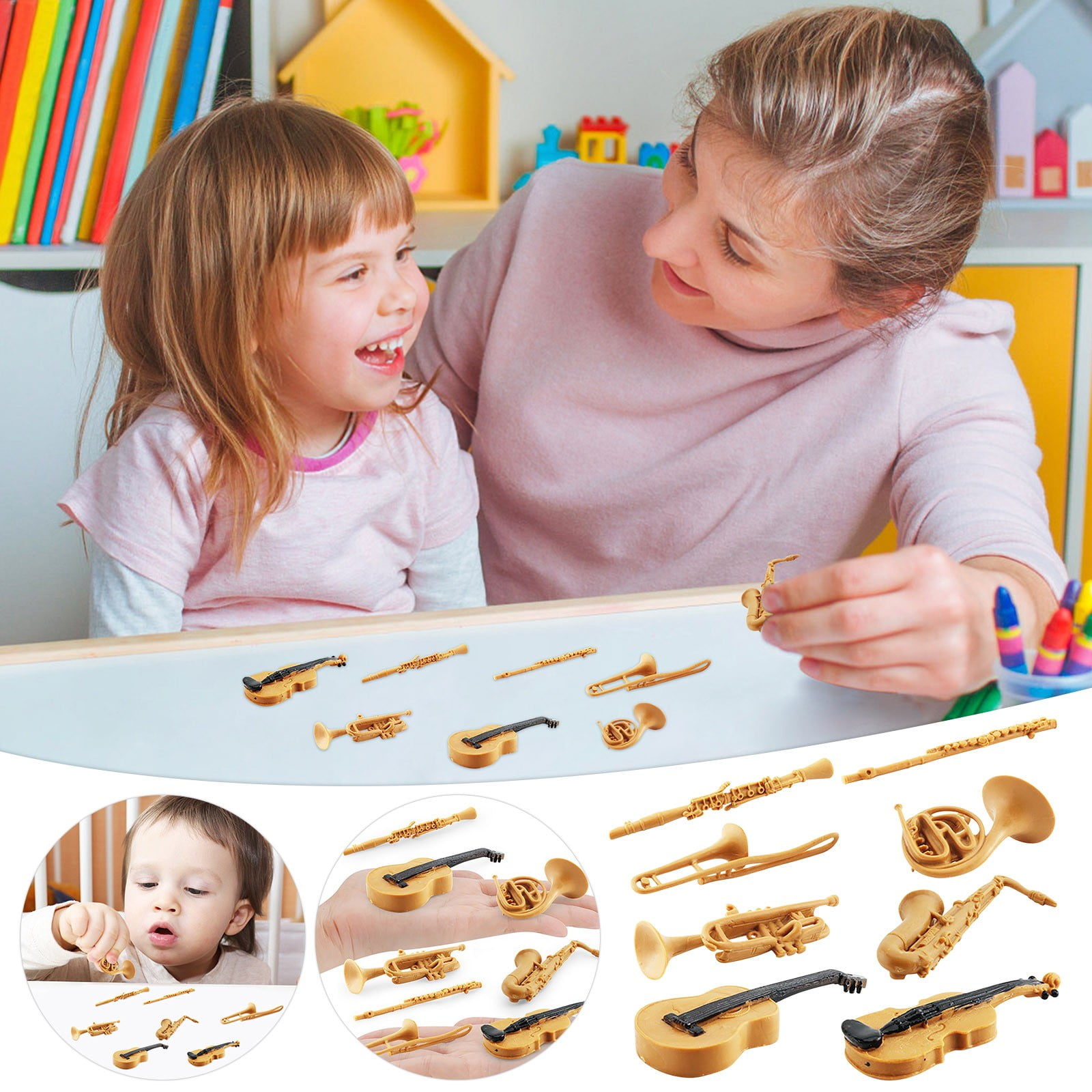 8-Piece Mini Musical Instruments Set - 4.7'' Non-Toxic Plastic Toy Horn ...