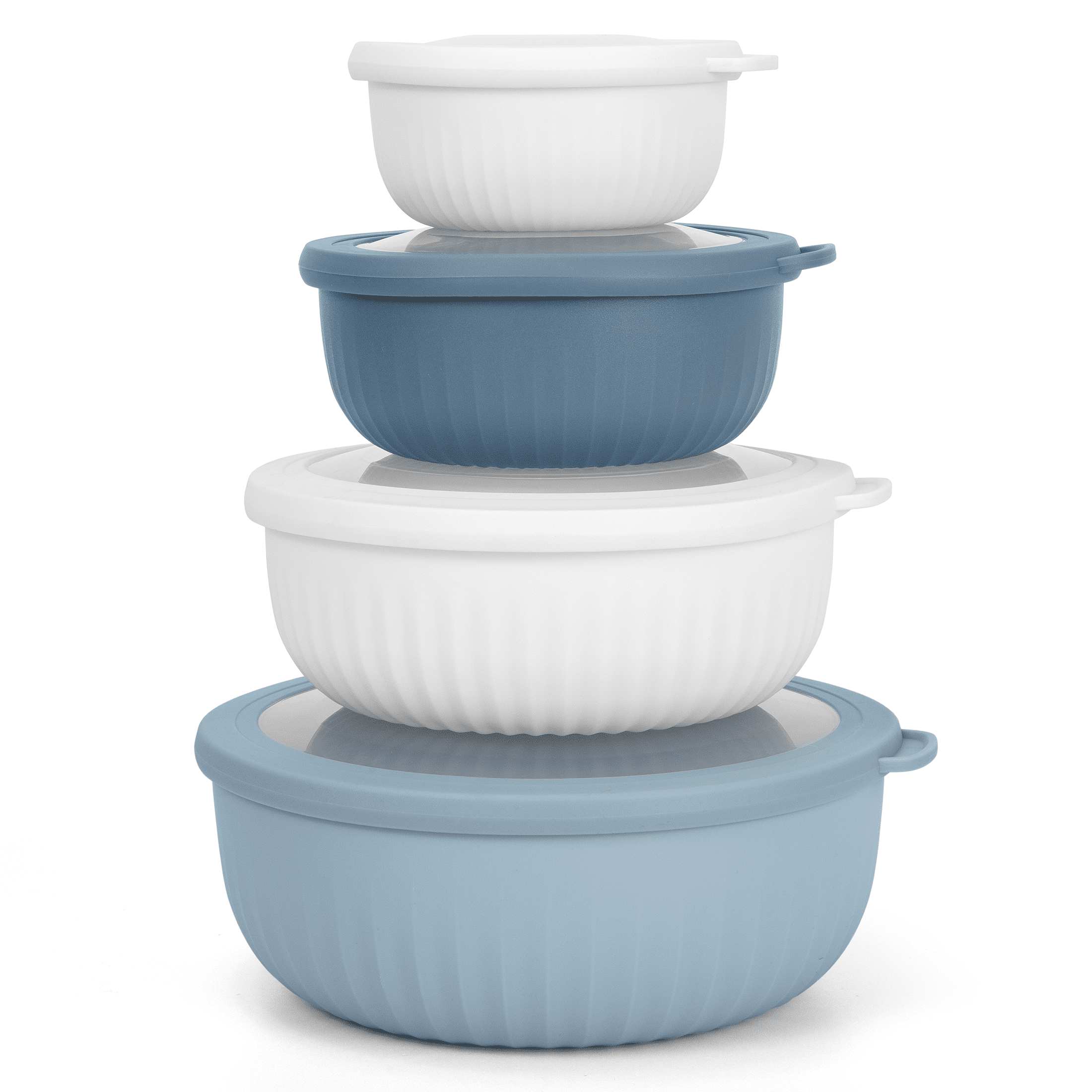 8 Piece Mixing Bowl with Lids Set, Plastic Bowls, Meal Prep Bowl Set ...