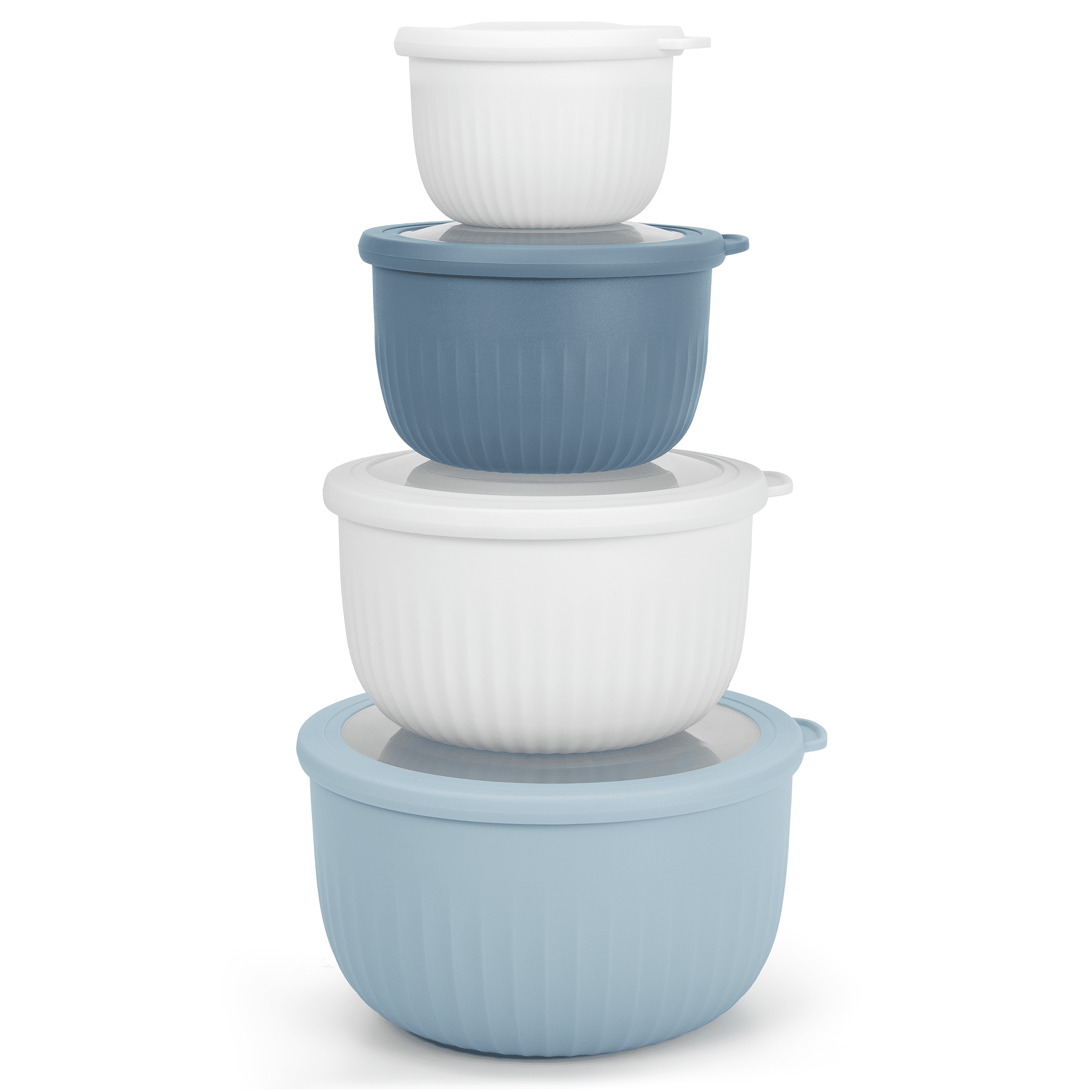 8 Piece Mixing Bowl with Lids Set, Plastic Bowls, Meal Prep Bowl Set ...